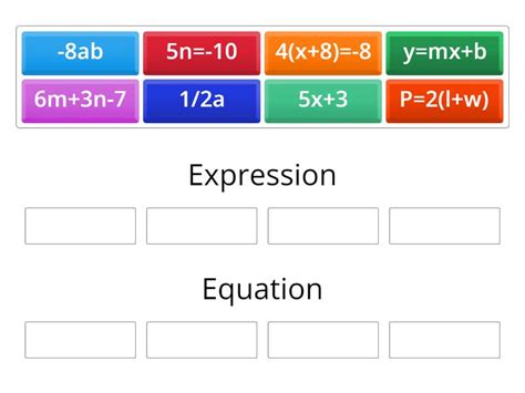 21 Sort The Expressions And Equations Group Sort