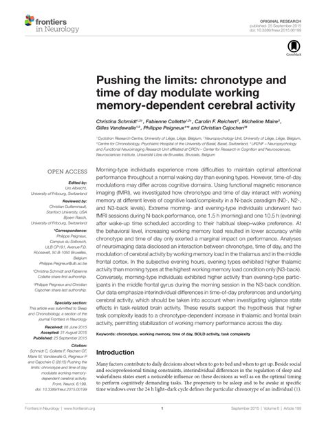 pdf pushing the limits chronotype and time of day modulate working
