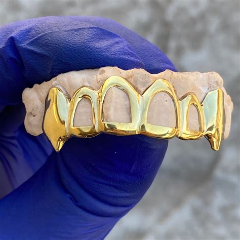 Vampire Custom Grillz Gold Plated Over 925 Sterling Silver Fang Four