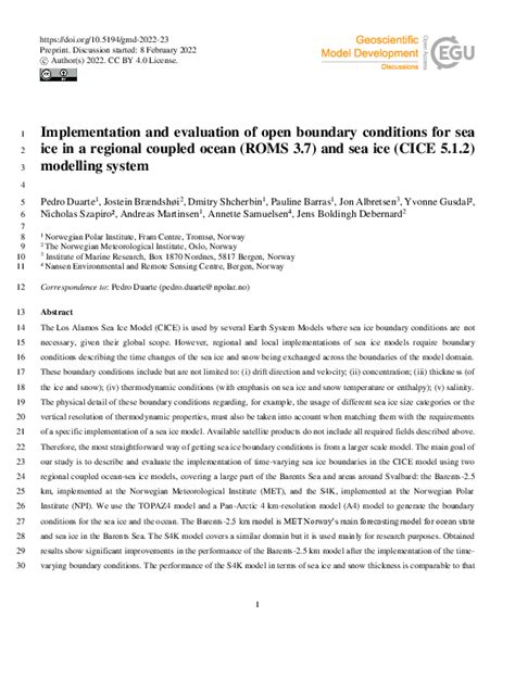Pdf Implementation And Evaluation Of Open Boundary Conditions For Sea