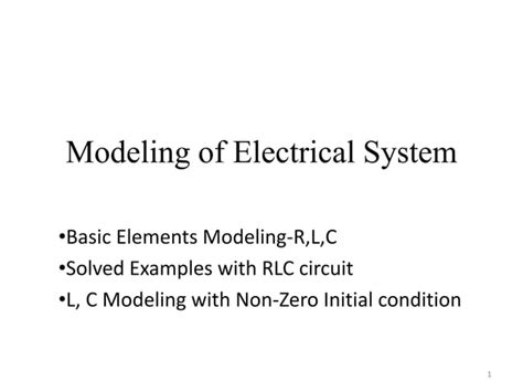 Modeling Of System Electrical Basic Elements Modeling R L C Solved Examples With RLC Circuit L