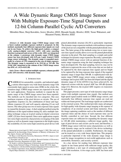 Pdf A Wide Dynamic Range Cmos Image Sensor With Multiple Exposure