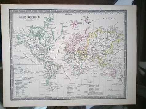 ANTIQUE MAP OF The World On Mercators Projection Published In PicClick UK
