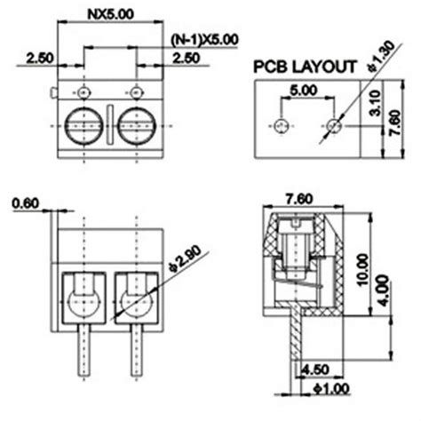 2p Screw Terminal Block 2 Pole 5 0mm Black Color Uge Electronics Egypt