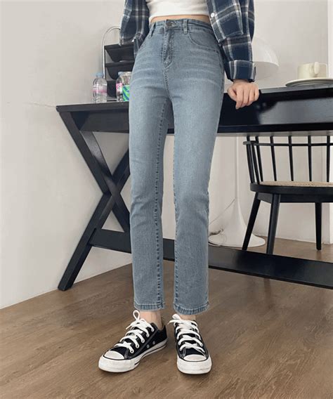 Made Zin 하이웨스트 스판 밴딩 워싱 슬림 청바지