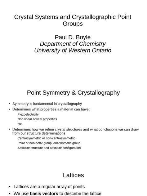 Point Group Symmetry And Crystal Systems Pdf Crystal Structure Classical Geometry