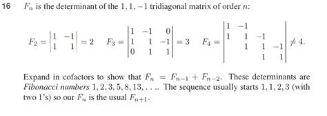 Solved 16 Fn Is The Determinant Of The 11 1 Tridiagonal Matrix Of