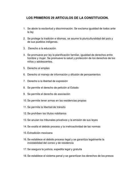 Primeros 29 Artículos De La Constitución Pdf