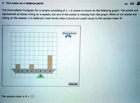 solved the mean 8 balance point aa the incomplete histogram for