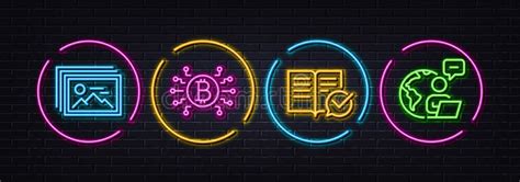 Image Gallery Approved Documentation And Bitcoin System Minimal Line Icons For Web Application