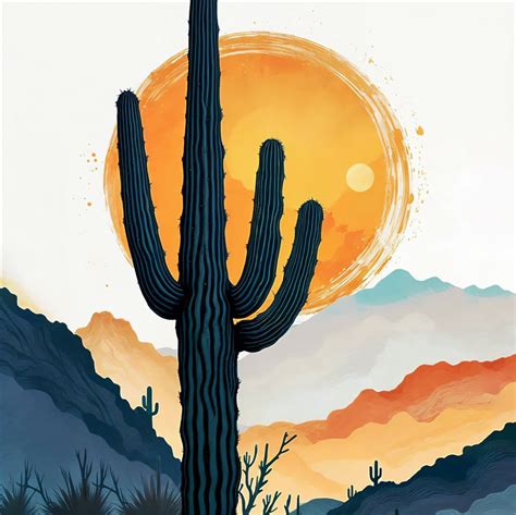 Desert Cactus Landscapes Framed Print By Doingly Art Prints