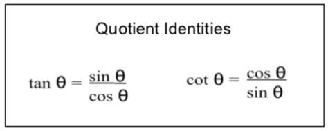 Quotient Identities Evaluating Tangent And Cotangent Functions