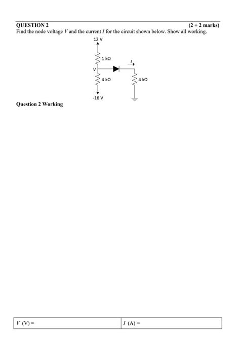 solved question 2 2 2 marks find the node voltage v and