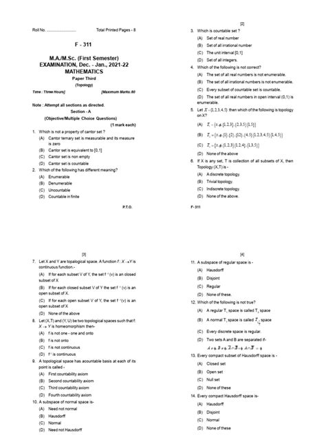305 46 F 311 Mathematics I Topology Pdf Compact Space Continuous Function