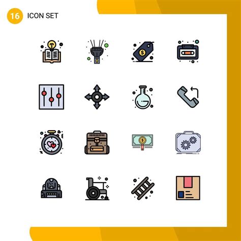 User Interface Pack Of 16 Basic Flat Color Filled Lines Of Interface