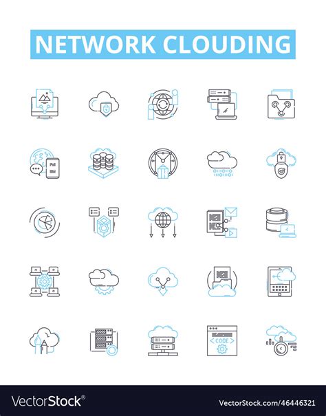 Network Clouding Line Icons Set Royalty Free Vector Image