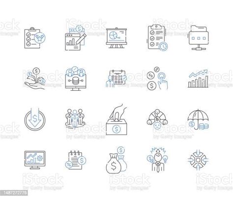 Financial Analysis Line Icons Collection Forecasting Risk Management