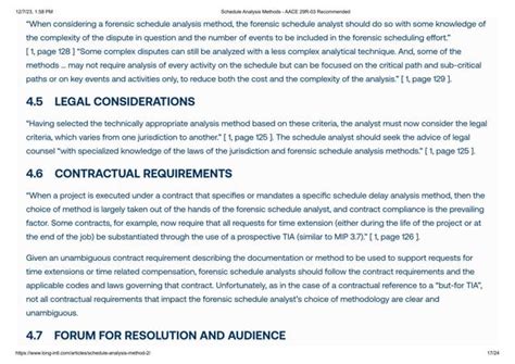Schedule Analysis Methods Aace 29r 03 Recommendedpdf