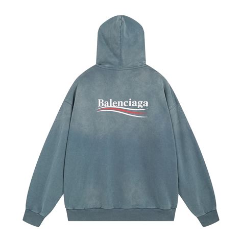 Balenciaga Political Campaign Hoodie In A Blue Washed Effect Cotton