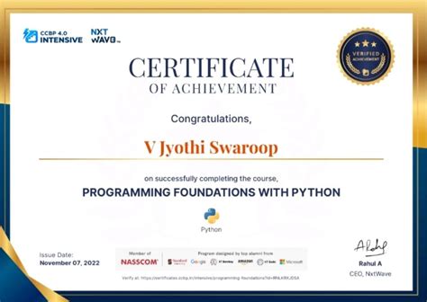 V Jyothi Swaroop Ceo At Exim Galaxy On Linkedin Python Pythondeveloper Nxtwave