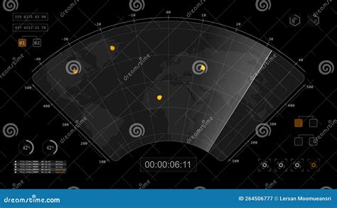Sonar Radar Screen Searching An Object With Futuristic Head Up Display Hud Ui Technology