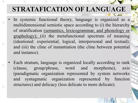 Systemic Functional Linguistics Language Stratafication Ppt