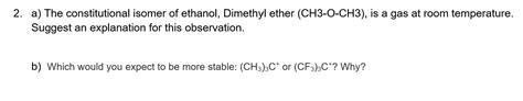Solved 2 A The Constitutional Isomer Of Ethanol Dimethyl