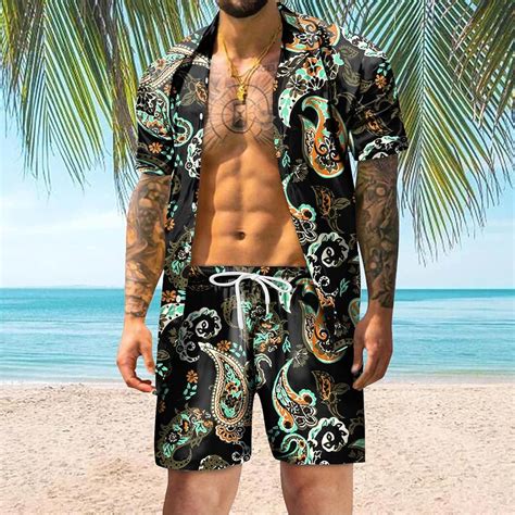 Summer Beach Clothing Men Mens Summer Beach Hawaiian Shirt Short