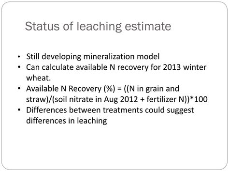Ppt Effect Of Agricultural Practices On Nitrate Leaching In The