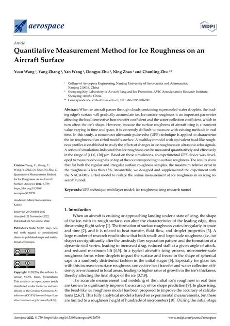 Pdf Quantitative Measurement Method For Ice Roughness On An Aircraft Surface