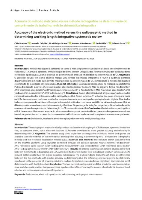 Pdf Accuracy Of The Electronic Method Versus The Radiographic Method In Determining Working