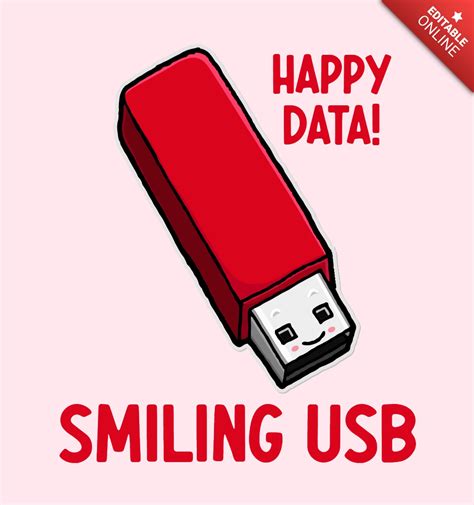 Playful Smiling Usb Design Template For Happy Data Storage Sticker