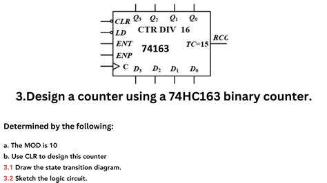 Solved 3 Design A Counter Using A 74HC163 Binary Counter Chegg Com