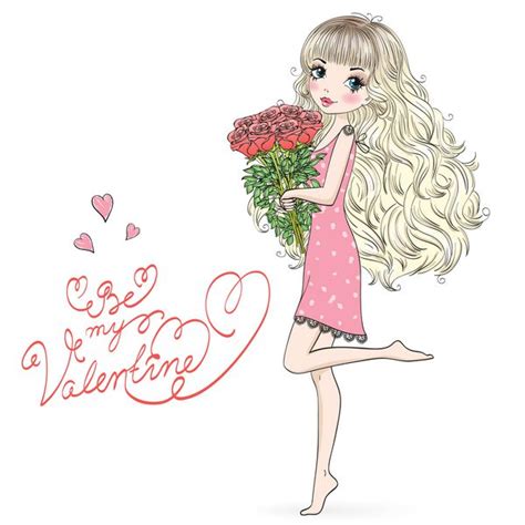 دست کشیده زیبا زیبا دختر با دسته گل در دست تصویر بردار 1413859