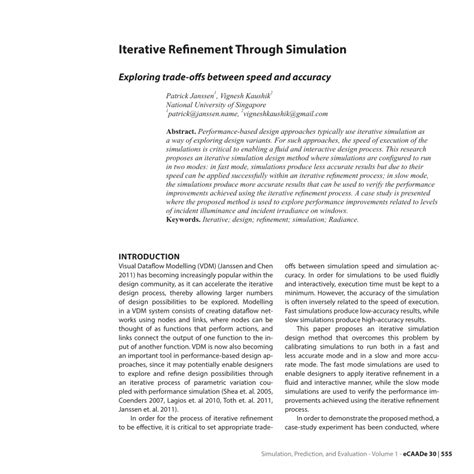 Pdf Iterative Refinement Through Simulation Exploring Trade Off S Between Speed And Accuracy