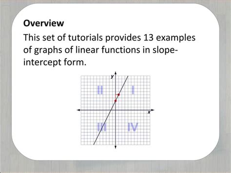 Tutorials Graphing Linear Functions In Slope Intercept Form Ppt