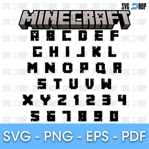 Minecraft Pixel Font Svg Vector Minecraft Font Svg Etsy