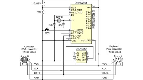 Atmel AT C Keylogger Circuit Hardware Implementation