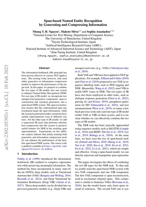 PDF Span Based Named Entity Recognition By Generating And Compressing Information
