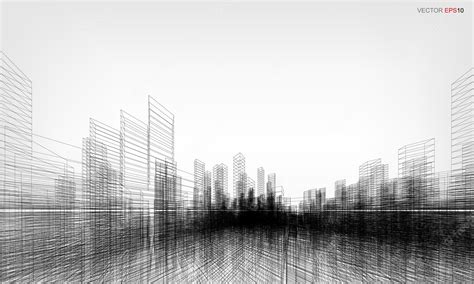 Premium Vector Wireframe City Background Perspective 3d Render Of Building Wireframe Vector