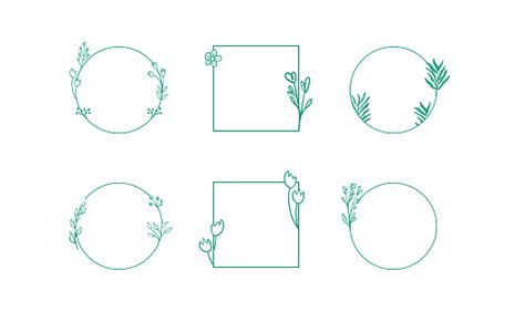 기하학적 인 꽃 프레임 테두리 화환 손으로 그린 그림 트렌디 한 선 그리기 가지와 자연 장식품이있는 라인 아트 스타일 0명에
