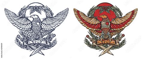 Roman Empire Imperial Eagle And Crossed Swords Color Tattoo And T Shirt Design History Of