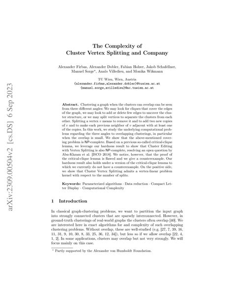 The Complexity Of Cluster Vertex Splitting And Company Deepai