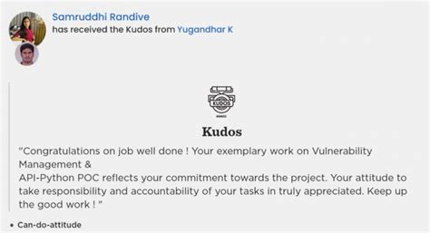 Samruddhi Randive On Linkedin Appreciation Greatteam