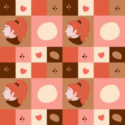 Seamless Square Pattern With Two Girls Royalty Free Vector