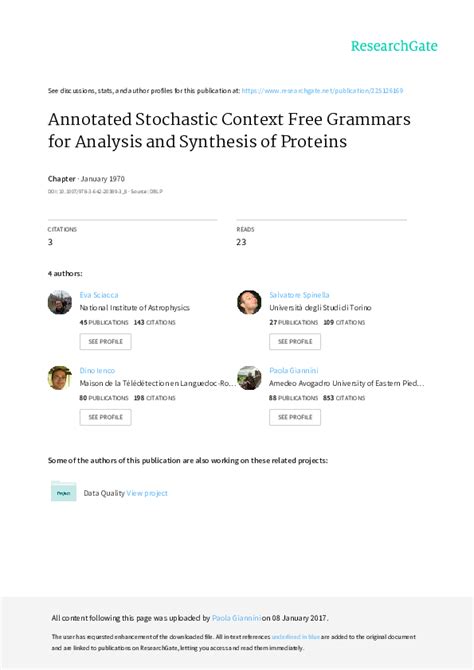 Pdf Annotated Stochastic Context Free Grammars For Analysis And Synthesis Of Proteins