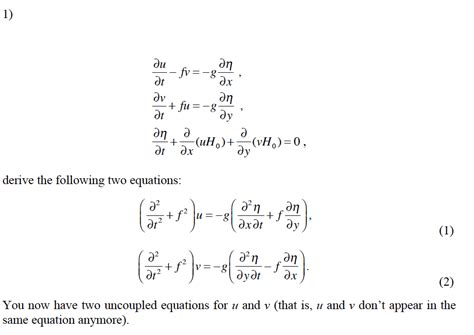 Solved Ot Derive The Following Two Equations You Now Have Chegg