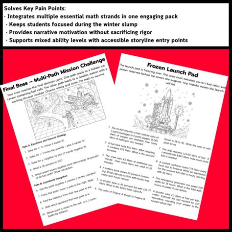 Grade 6 Winter Math Escape Ratio Geometry Algebra Statistic Graph Word