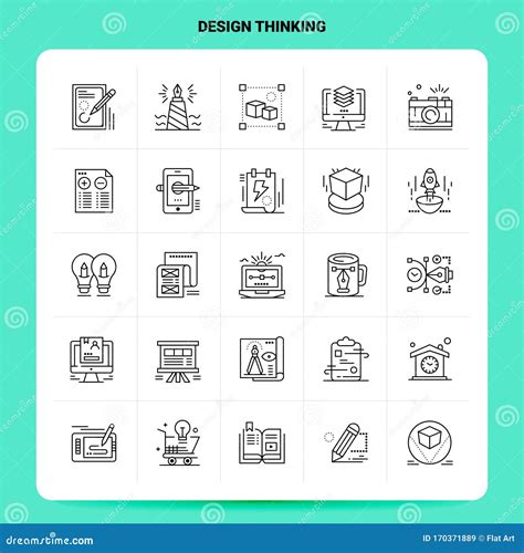 Outline 25 Design Thinking Icon Set Vector Line Style Design Black Icons Set Linear Pictogram