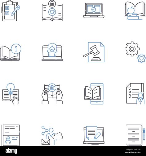 Writing Instruments Line Icons Collection Pen Pencil Marker Highlighter Ballpoint Gel